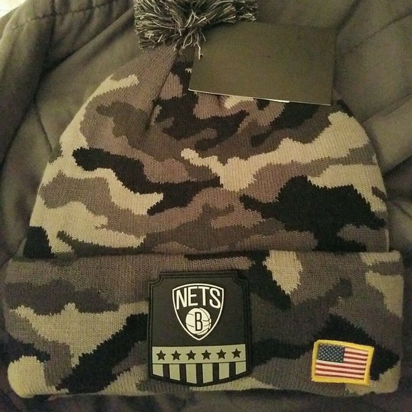Accessories | Brooklyn Nets Nba Camo Beanie Knit Hat American Flag New ...